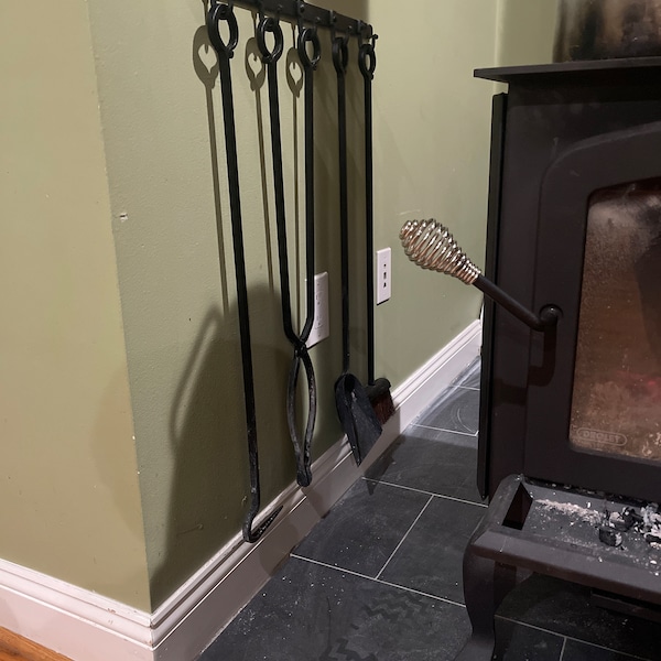 Minimalist Fireplace Tool Set W Wall Mount, Lifetime Guarantee - Etsy