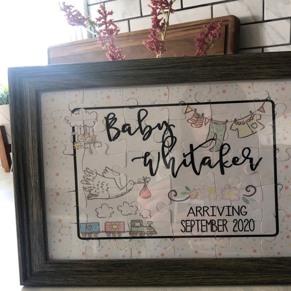 Baby Announcement Puzzle Pregnancy Announcement Personalized We're ...