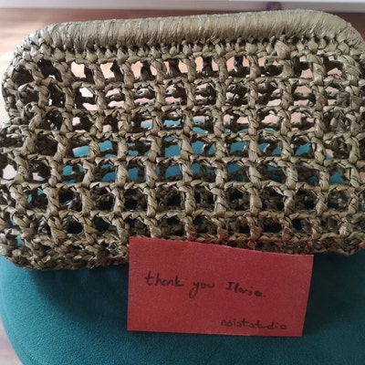 Raffia Crochet Clutch, Dark Navy Straw Evening Clutch, Beige Hand-woven ...