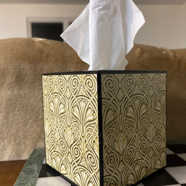 Lotus Art Deco Tissue Box Cover - Etsy