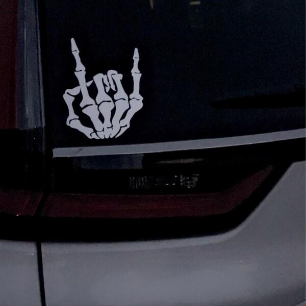 Rock on Skeleton Hand Decal, Metal Decal, Rock Decal, Skeleton, Skull ...
