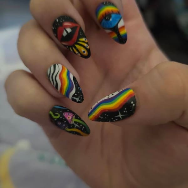 Its a Trip Hand Painted Full Press on Nail Set - Etsy