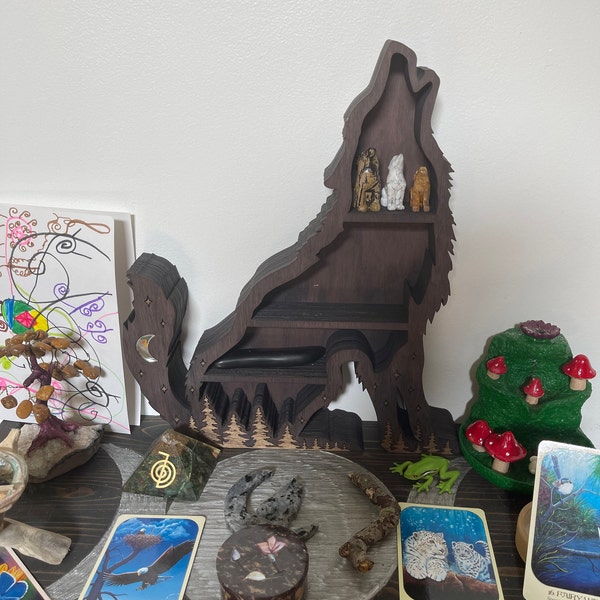 Coppermoon Handmade Wolf Crystal Shelf, Wolf Shelf, Wolf Wall Art, Wolf ...