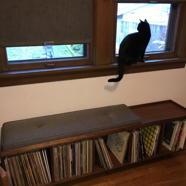 HIFI Vinyl LP Storage Bench With Mid Century Modern Stylings - Etsy