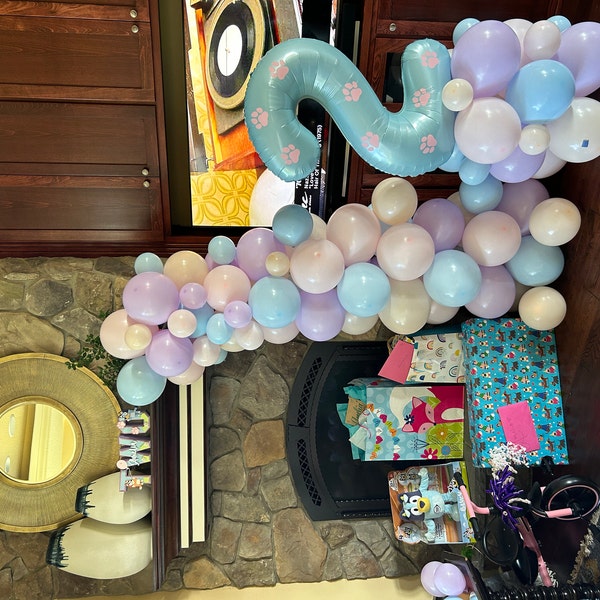 Bluey Number Balloon Tower | Giant 32" Inch Light Blue Balloon ...
