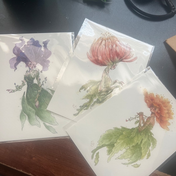 Set of 3 Flower Fae Art Prints | Fairy Art | Illustration | Signed ...