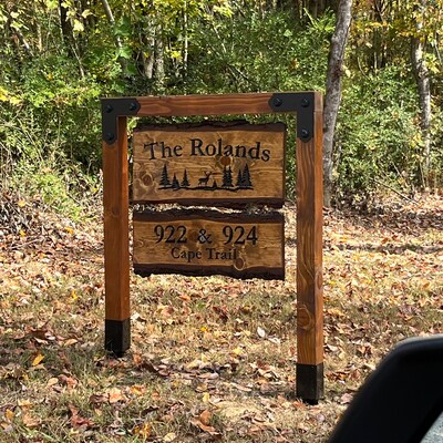 Address Sign Post, Wooden Hanging Sign Post, Home Address Sign Post for ...