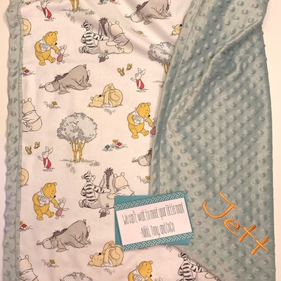 Personalized Winnie the Pooh Baby Blanket Frame Style Border Embroidery ...