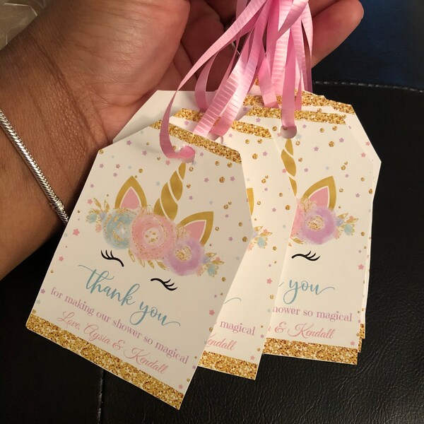 EDITABLE Unicorn Favor Tags, Thank You Tags, Gift Tags, Unicorn Party ...