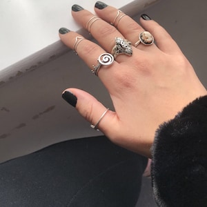 5 Black Midi Rings Black Knuckle Rings Midi Rings Knuckle - Etsy