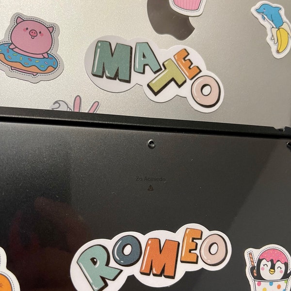 Custom Name Sticker: Colorful Funky Pastel Personalized Stickers of ...