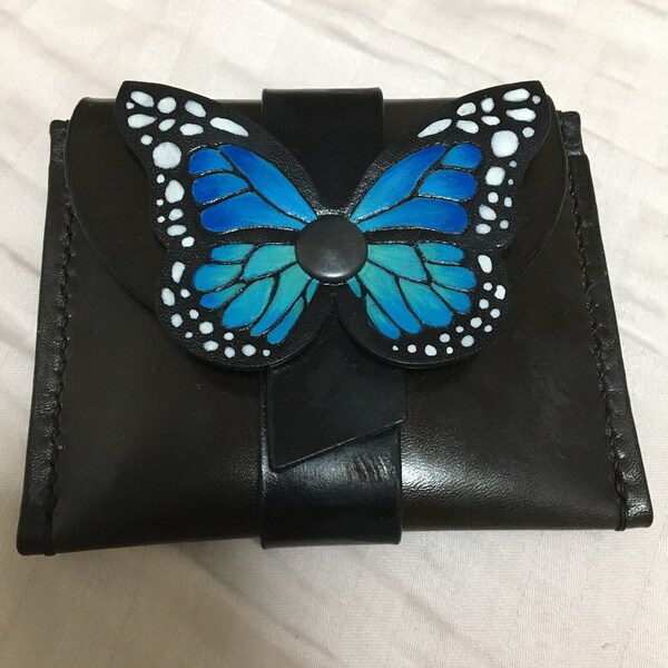 Exclusive Handcrafted and Hand-painted Leather Wallet. Hand-sewn ...