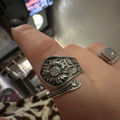 Sunflower Ring Adjustable Wrap Style Handcrafted Pewter by Doctor Gus ...