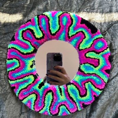 Psychedelic Drippy Fluffy Mirror Wall Hanging / One of a Kind. - Etsy