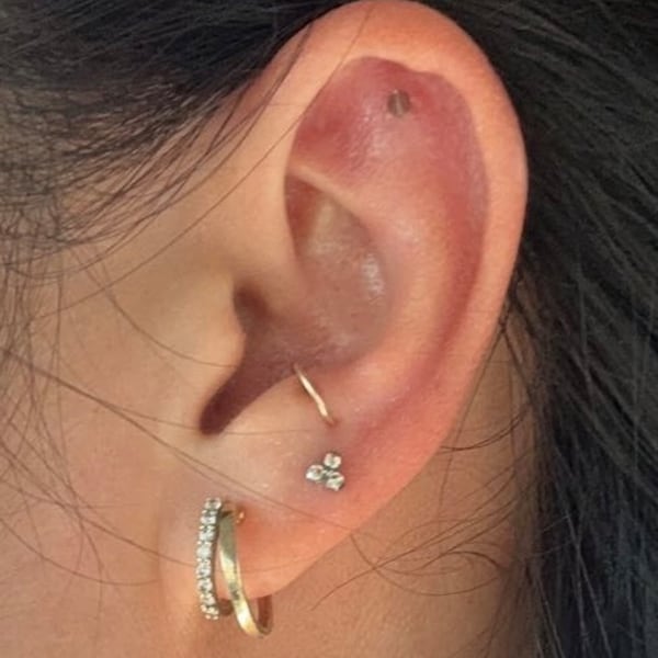 Sterling or 14k Gold Anti Tragus Ring Fake 5mm Set 2 - Anti-tragus ...