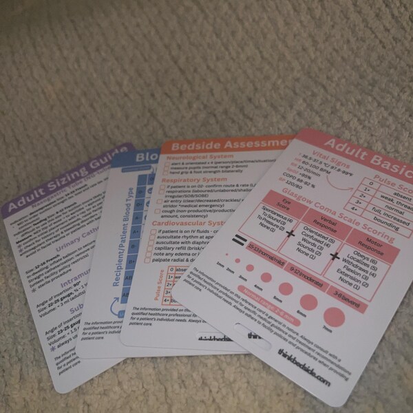 Adult Basics Nurse Reference Card Bundle/ Nurse Gift/ New Nurse ...