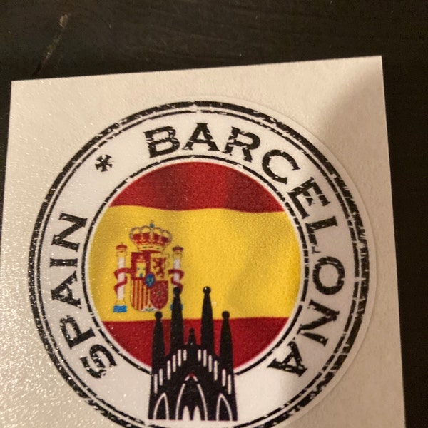 Spain Barcelona Seal Sticker Round Flag for Laptop Book Fridge Guitar ...