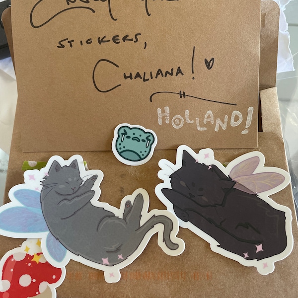 Fairy Cat Stickers | Original Vinyl Sticker | Glossy Water-resistant ...