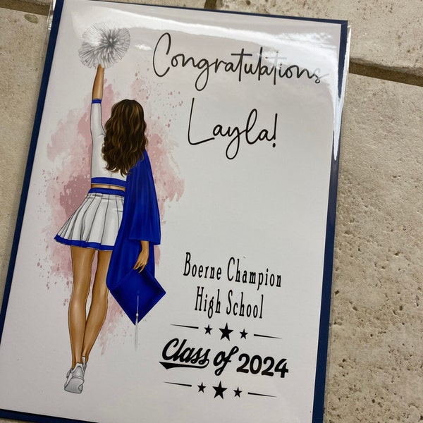 Graduation 2025 Cheer Cheerleader Custom Card Personalized Graduation ...