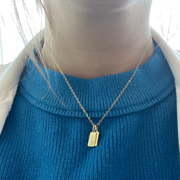Personalized Mini Tag Necklace • 14K Gold Filled Tag Necklace • Custom ...