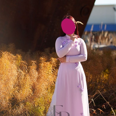 Pink Vietnamese Traditional Ao Dai Long Dress With 3D Flower , Including Pants - Etsy