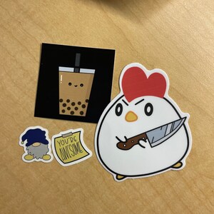 Chicken With a Knife Sticker - Etsy