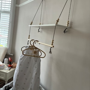 2 Tier Nursery Shelf With Clothes Rail, White Shelf With Rail, Double ...