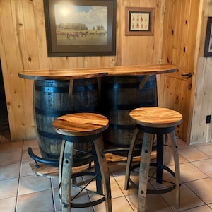 Whiskey Barrel Stave Bar Stools backless Made Entirely of Whiskey ...