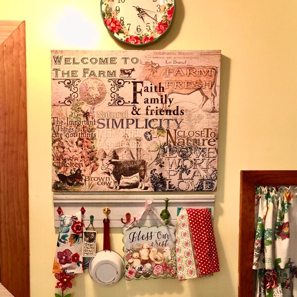 Upcycled Pioneer Woman Kitchen Plate Clock, GORGEOUS GARDEN ,stoneware ...