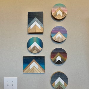 Geometric Wood Sign Wooden Wall Art Wood Mosaic Wall Art - Etsy