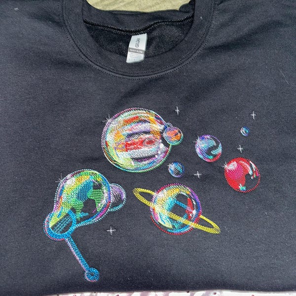 Starry Night Sky Sweatshirt With Embroidered Solar System, Celestial ...