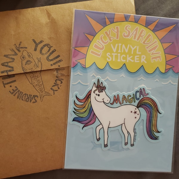 Unicorn Vinyl Sticker, Magical Sticker, Rainbow, Cute Unicorn Sticker ...