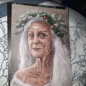 Card Yule/christmas Snow Moon Crone Fantasy Art Print on Sustainable ...