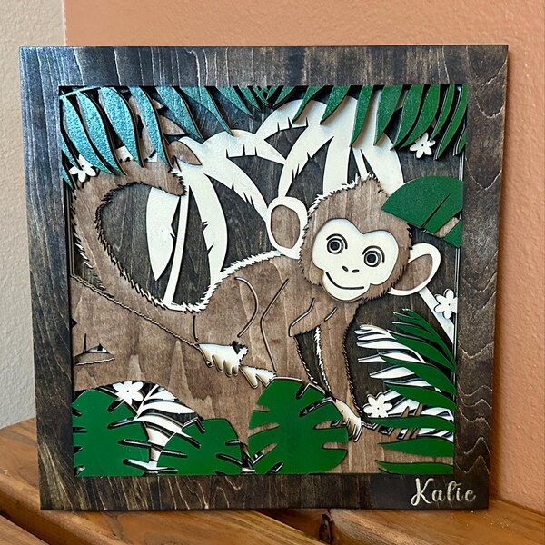 Multilayer Cute Monkey Laser Artwork SVG Mandela - 3D Layered Vector ...