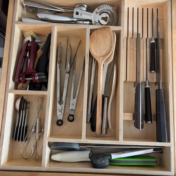 Two Tier Drawer Organizer With Sliding Tray for Utensils Silverware ...