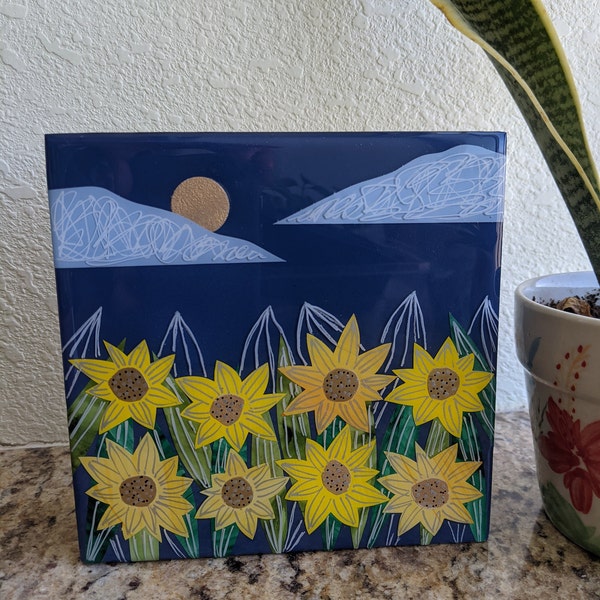 Sonoran Desert/ Sunset / Cactus Art / Paper Collage / Resin Home Decor ...