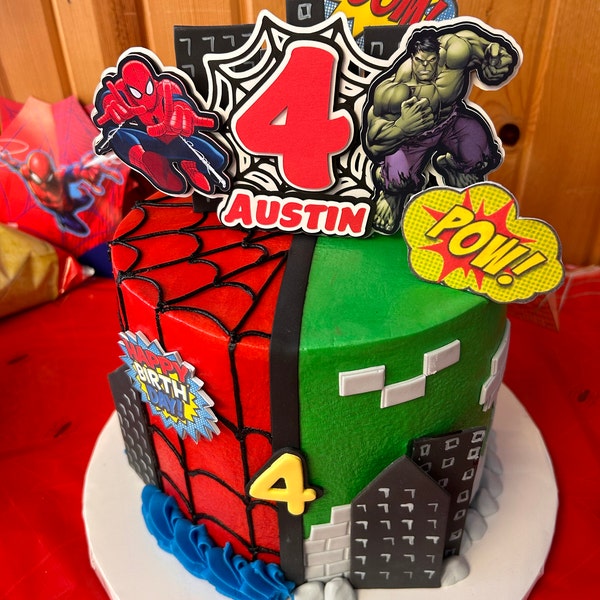 Spiderman and Hulk Cake Topper, Spiderman and Ironman, Superhero ...