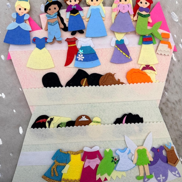 Princess Quiet Book, Princess Dressing Room, Felt Princess Doll ...