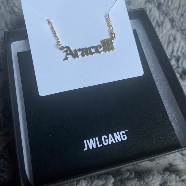 Number, Year, Name Necklace, With Silver, 18K Gold Filled Figaro Chain ...