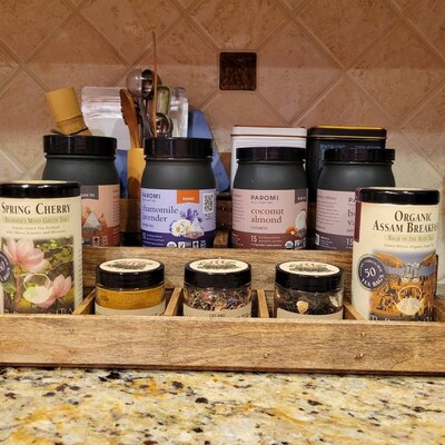 Made to Order Dark Tea Tin Rack Organizer for Loose Tea Tins. Hold 8 ...