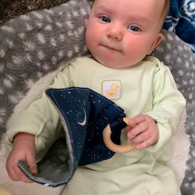 Moon and Stars Baby Sensory Toy, Crinkle Toy, Outer Space Nursery Theme ...