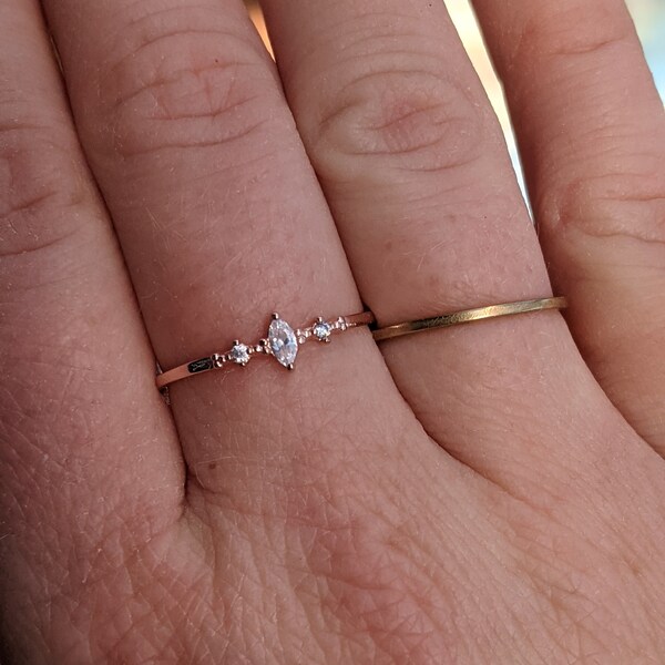 Avalon Marquise Crystal Ring, Minimalist Ring, Crystal Ring, Stackable Ring, Statement Ring ...