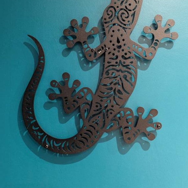 Gecko Metal Wall Art, Lizzard Metal Wall Decor, Garden Wall Decor ...