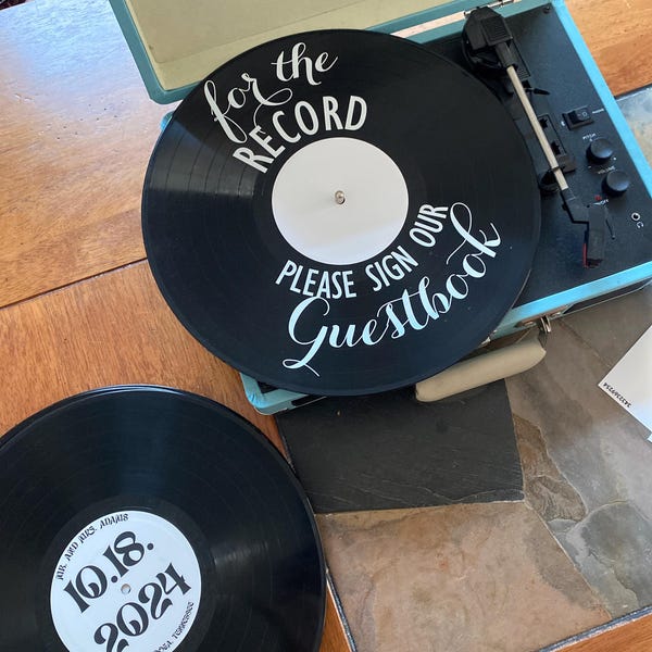 Just Married Wedding Vinyl Record Sticker for Guest Book Personalized ...