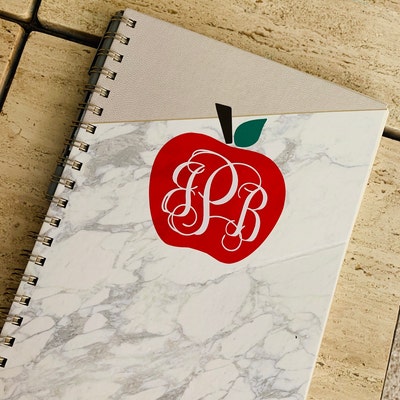 Monogram Apple Vinyl Decal Sticker Monogrammed Teacher Gifts Car Vinyl ...