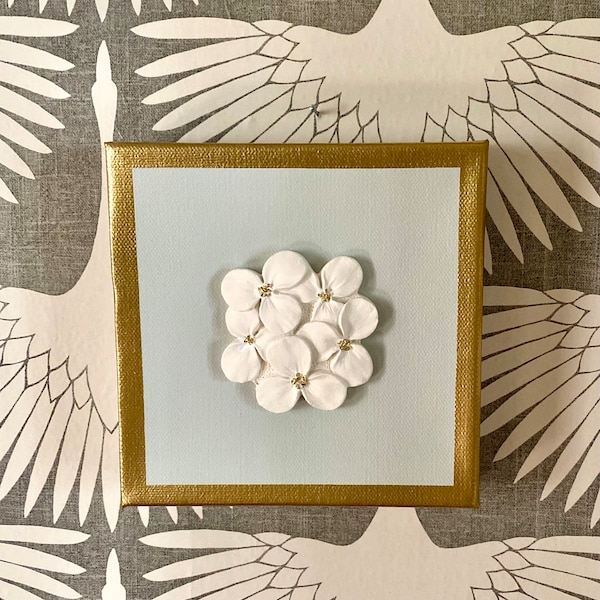 Botanical Intaglio Art on 5X7 or 6X6 Canvas, Plaster Medallions of ...