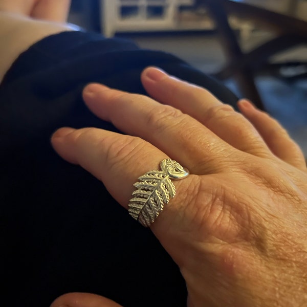 Silver Fern Ring, Plant Jewelry, Botanical Ring Design, Gold Leaf Ring ...