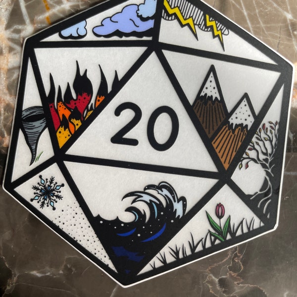 Elemental D20 Decal Sticker - Etsy