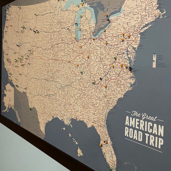 USA Road Trip & Travel Highway Tracing Map 24x36 Poster - Etsy