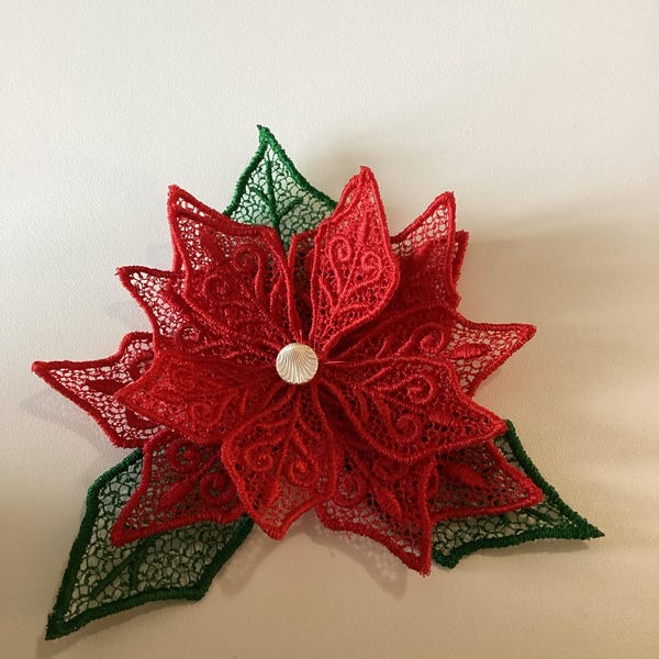 3D FSL Poinsettia Christmas Ornament. Free Standing Lace Machine ...